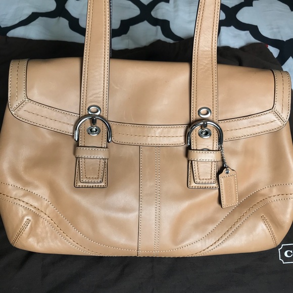Coach | Bags | Coach Tan Leather Shoulder Bag | Poshmark